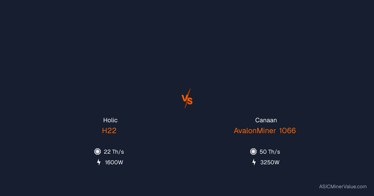 Holic H22 vs Canaan AvalonMiner 1066 - Miner Comparison